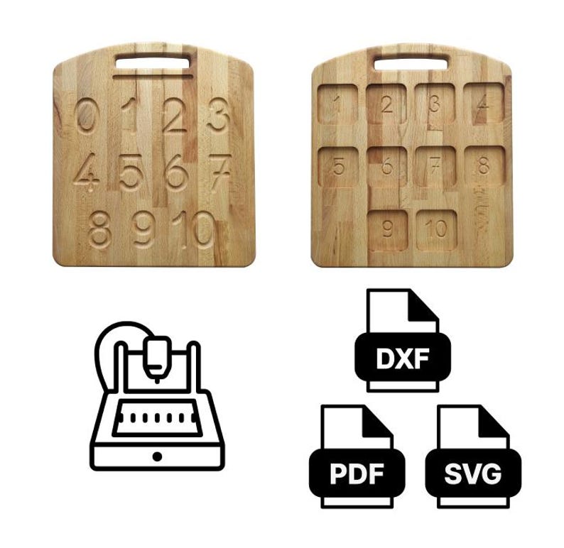 CNC Dxf-svg-pdf File – Numbers Board 0-10 – Wooden Educational Toy ...