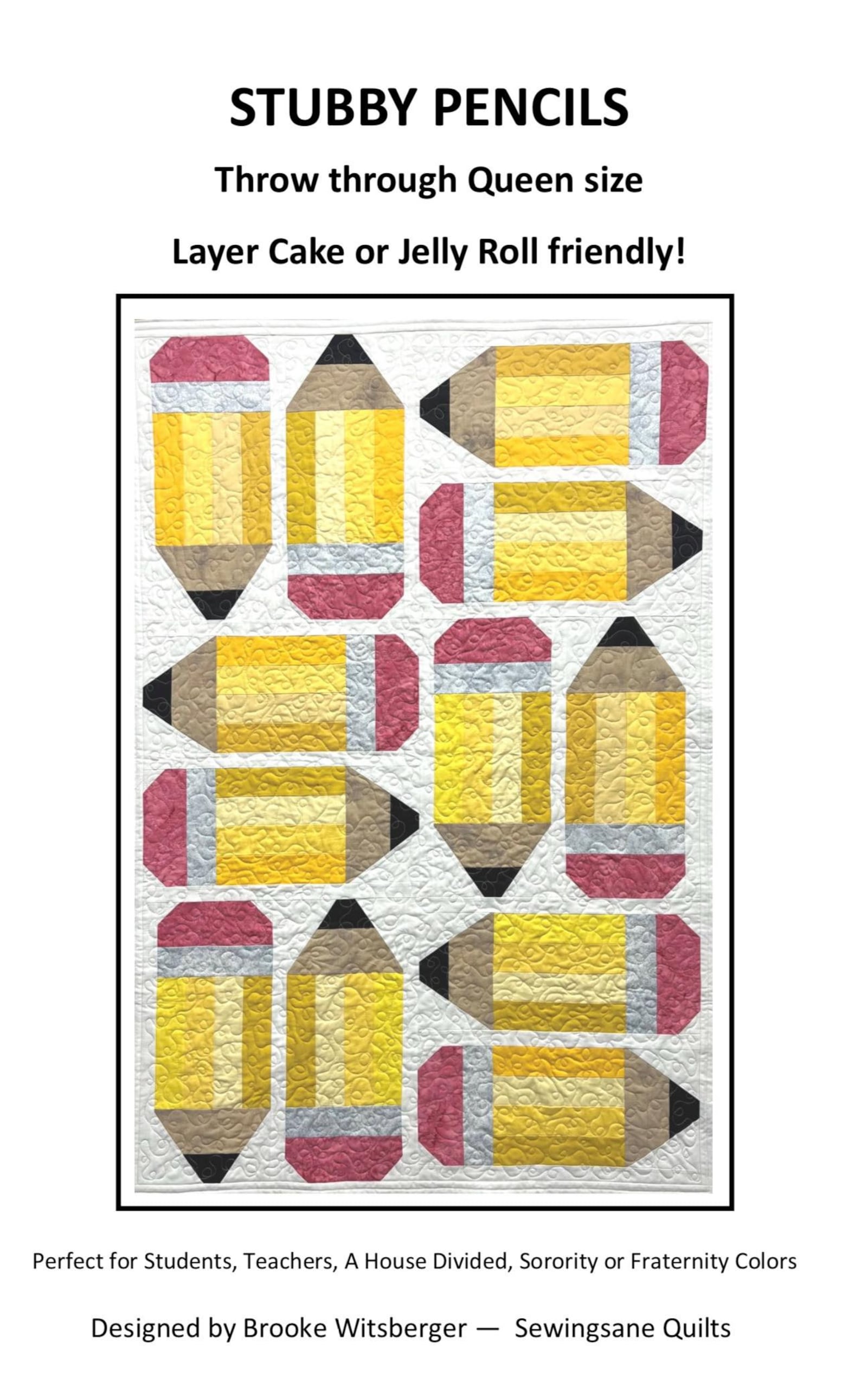 Stubby Pencils Quilt Pattern - Jelly Roll & Layer Cake Friendly - Etsy