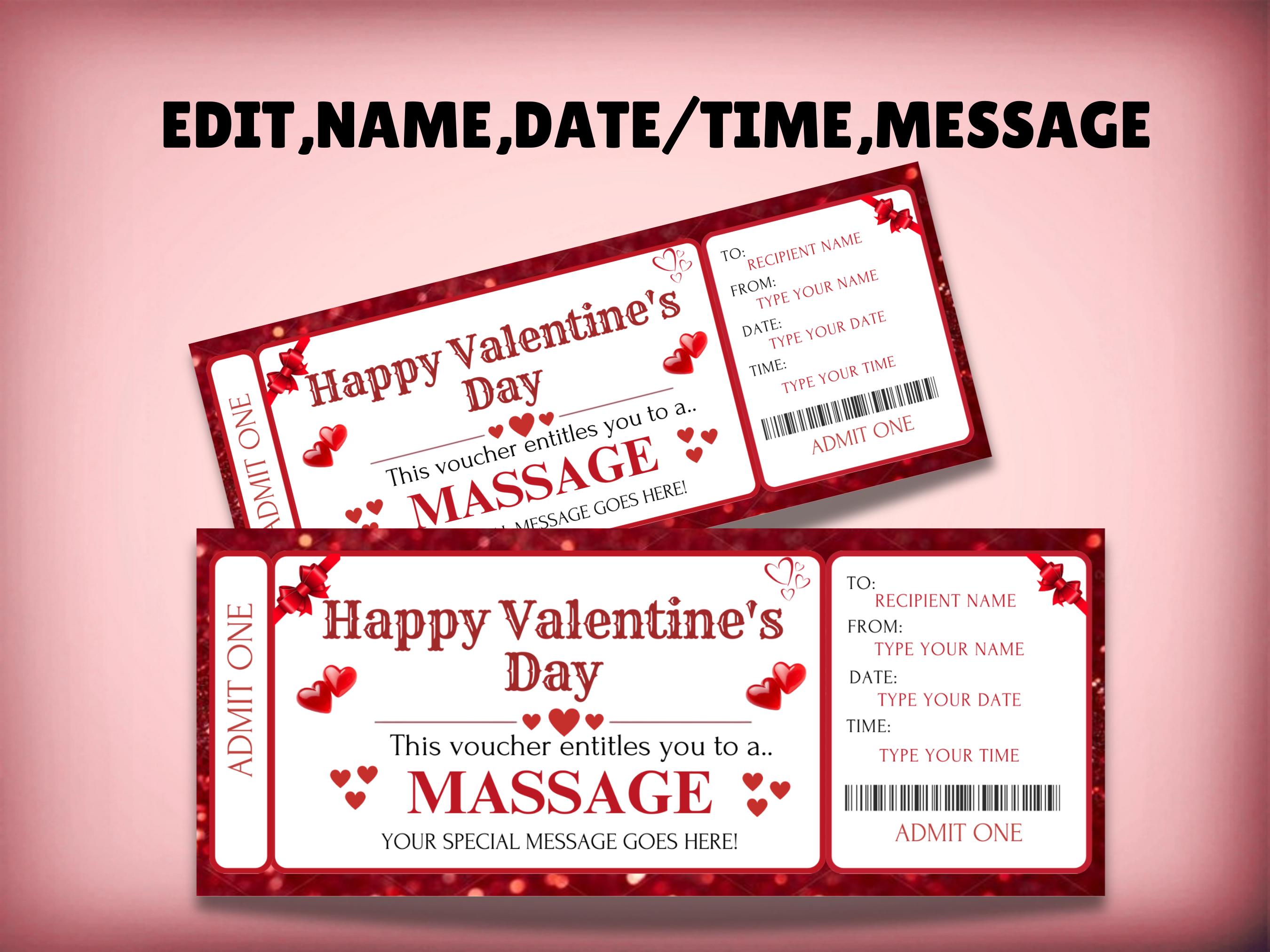 Happy Valentine’s Day Ticket Template, Editable Surprise Gift Ticket ...