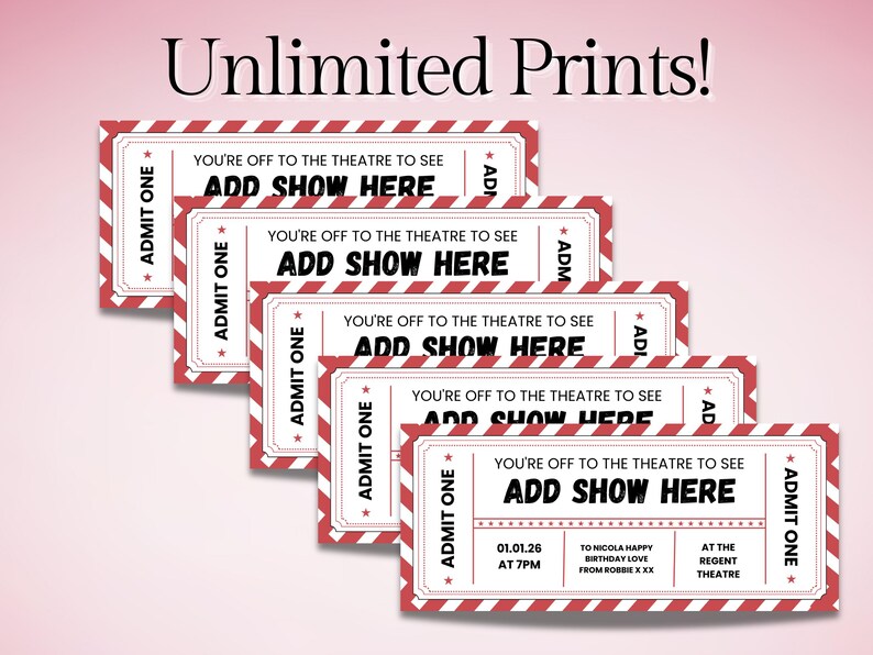 Editable Theatre Tickets – Canva Editable Ticket Template, Printable ...