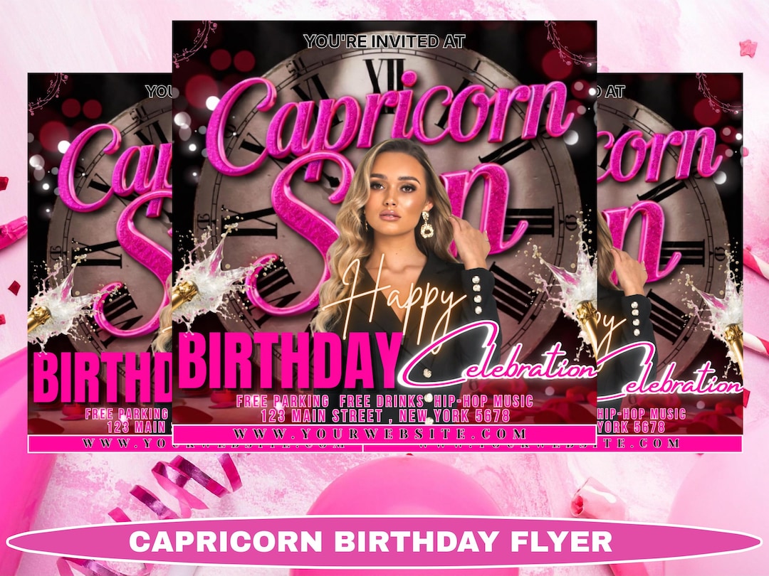 Capricorn Birthday Club Flyer Template, Capricorn Nightclub Birthday ...