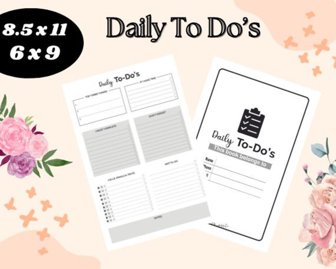 Printable Daily To-do List Planner: 120 Pages (8.5x11 & 6x9) (digital ...