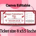 Happy Valentine’s Day Ticket Template, Editable Surprise Gift Ticket ...