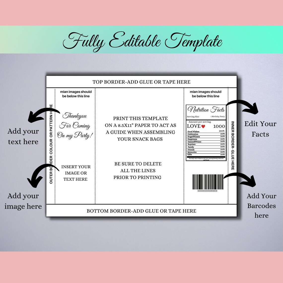 Chip Bag Template | Digital Custom Chip Bag | Chip Bags Template | Chip ...