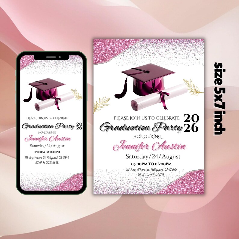 Graduation Invitation 2026 Editable Canva Template, Graduation Party ...