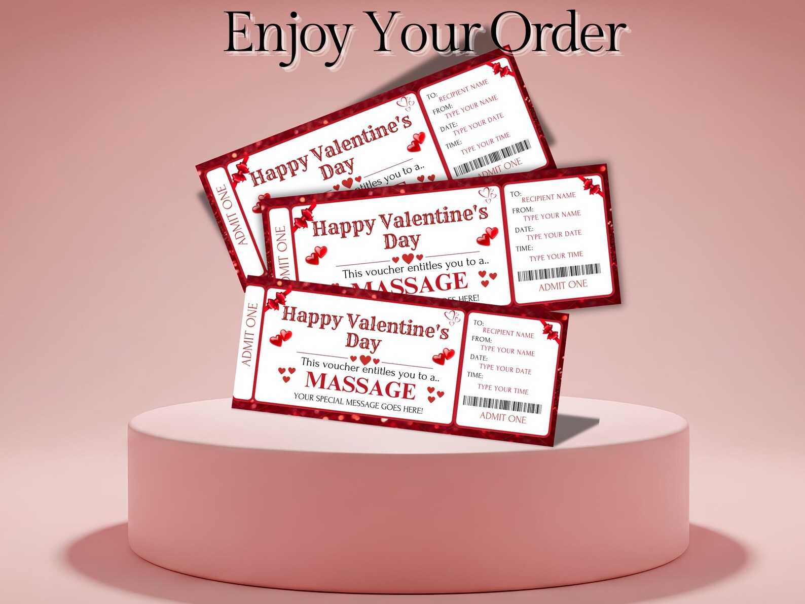 Happy Valentine’s Day Ticket Template, Editable Surprise Gift Ticket ...