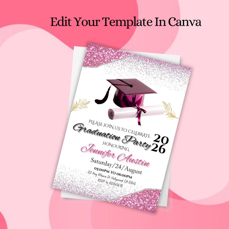 Graduation Invitation 2026 Editable Canva Template, Graduation Party ...