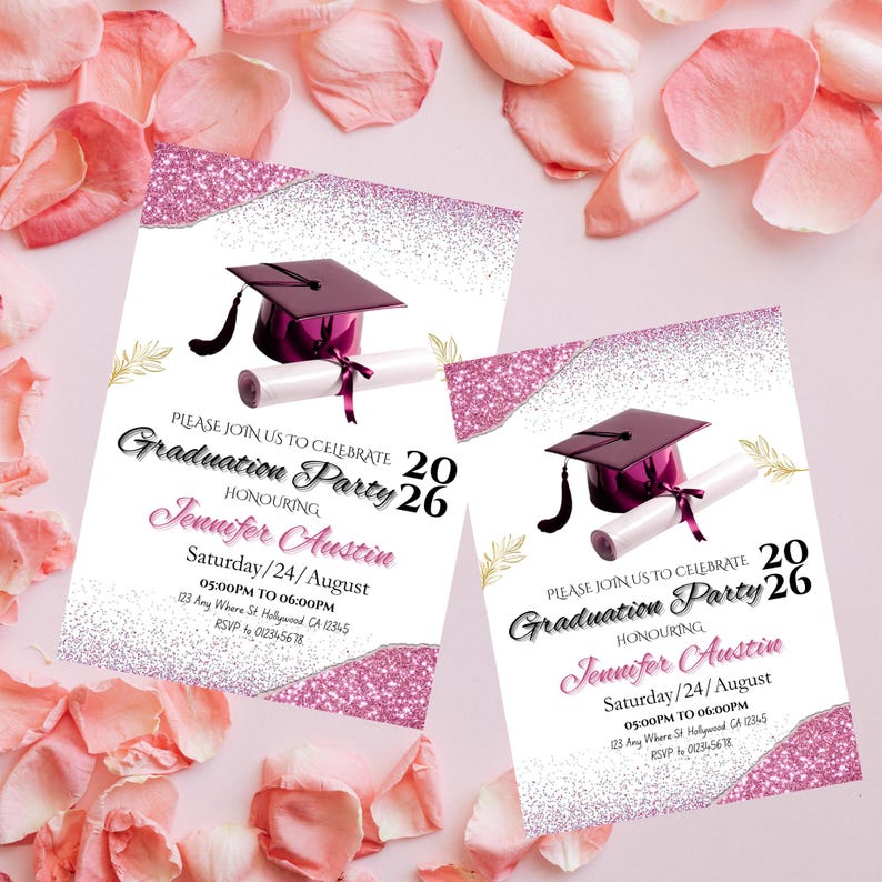 Graduation Invitation 2026 Editable Canva Template, Graduation Party ...