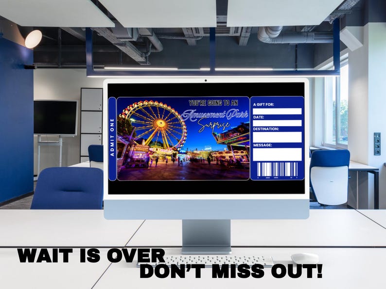 Printable AMUSEMENT PARK Surprise Reveal Ticket, Gift Voucher, Editable ...
