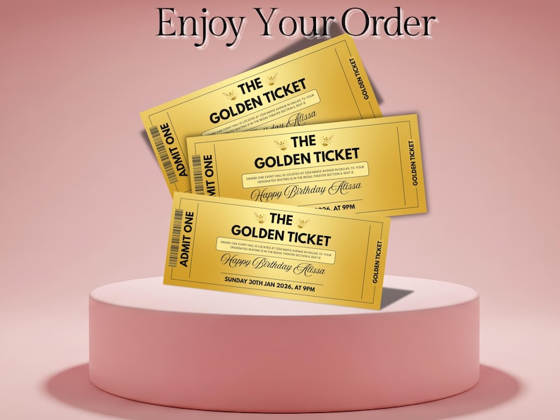Editable Golden Ticket Template, Birthday Gift Coupon, Surprise ...