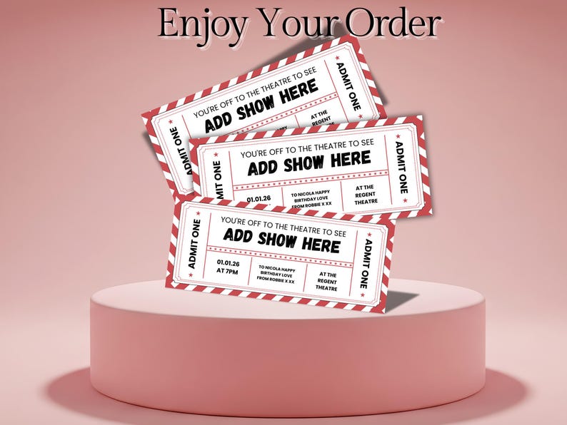 Editable Theatre Tickets – Canva Editable Ticket Template, Printable ...