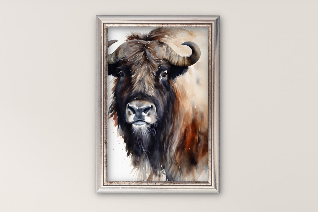 Musk Ox Printable Wall Art, Printable Musk Ox Art, Musk Ox Watercolor ...