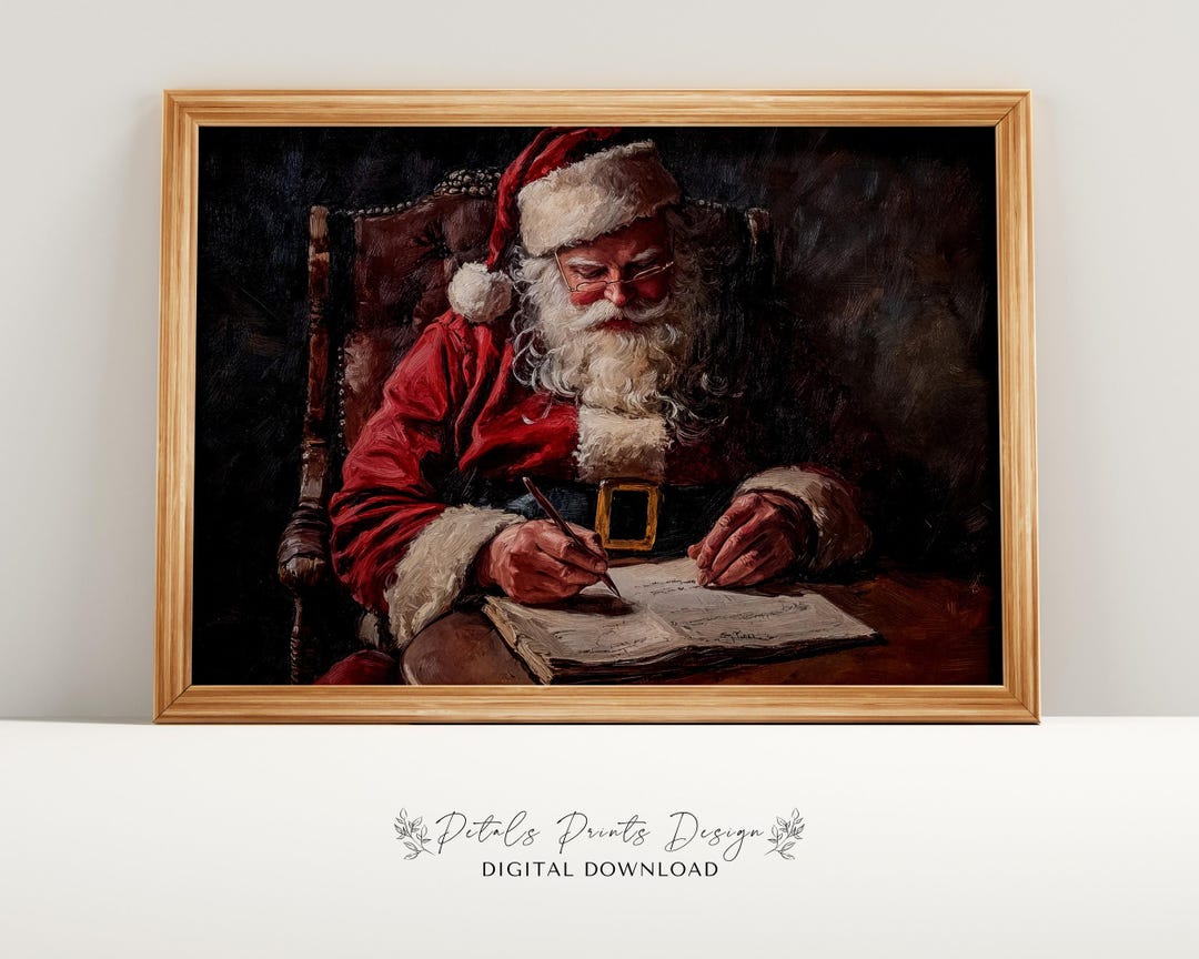 Vintage Santa Painting: Rustic Christmas Wall Art (digital Download) - Etsy