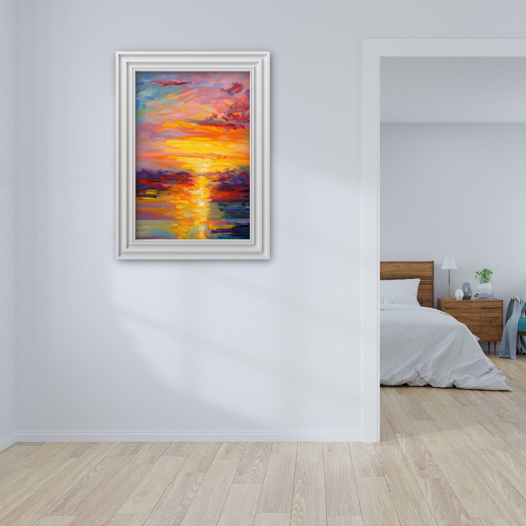 Coastal Sunset Painting Printable Art, Abstract Sunset Print, Printable ...