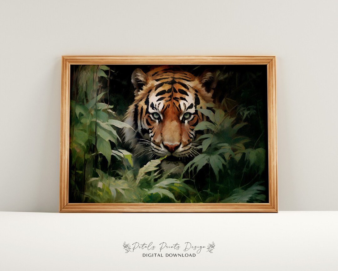 Printable Tiger Jungle Decor, Safari Jungle Art Print, Vintage Jungle ...