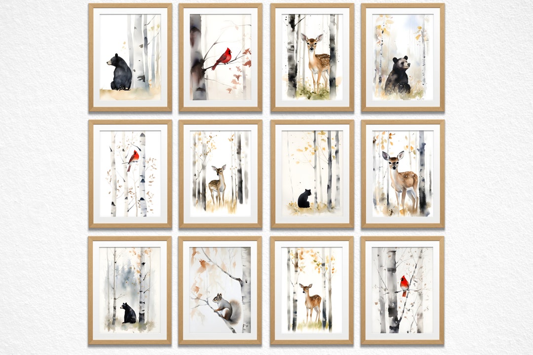 Watercolor Woodland Animal Prints: Forest Wall Art Bundle (digital ...