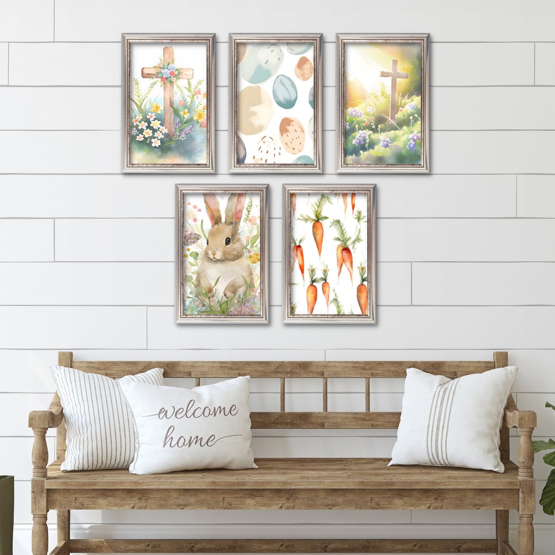Easter Wall Art Printables Set of 5, Easter Digital Download, Spring ...