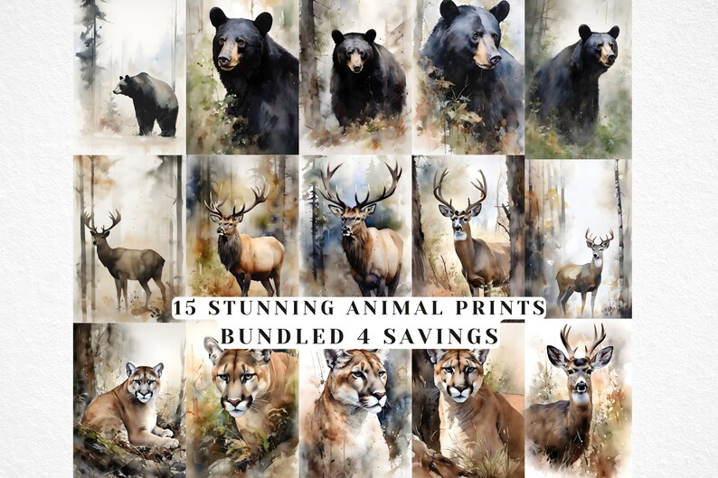 Forest Animals Printable Wall Art Bundle 17 Forest Animal - Etsy