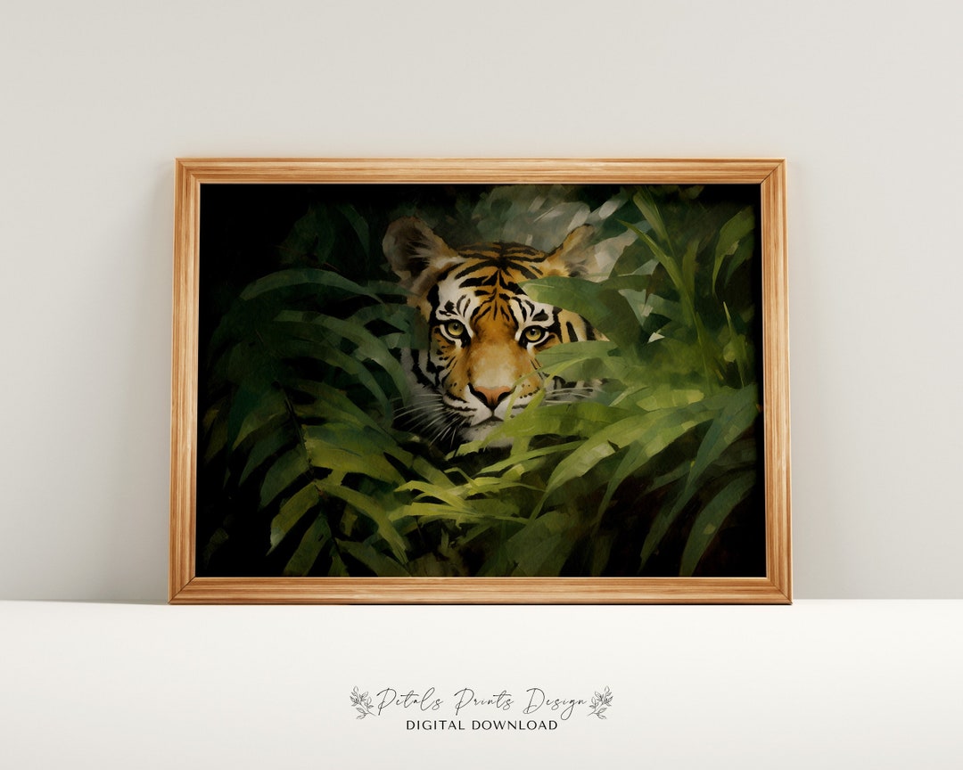 Printable Tiger Jungle Decor, Safari Jungle Art Print, Vintage Jungle ...
