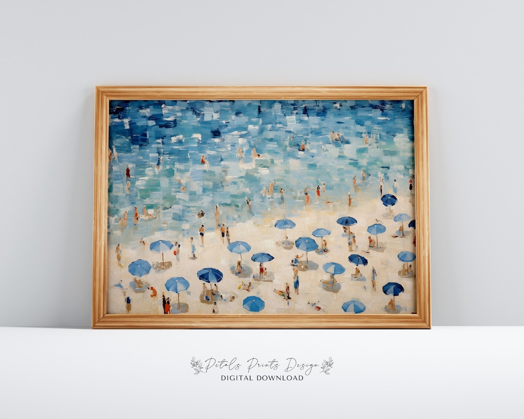 Vintage Beach Print: Abstract Coastal Painting (digital Download) - Etsy