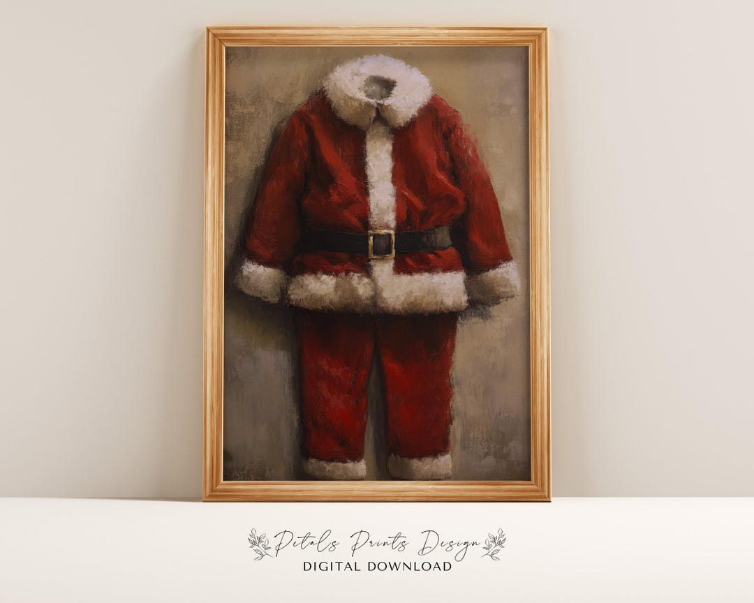 Vintage Santa Suit Painting: Rustic Christmas Wall Art (digital ...