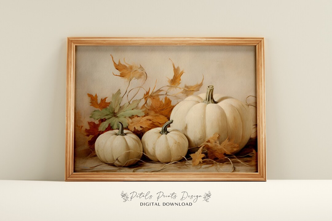 Fall Wall Decor Printable Pumpkin Still Life Painting, Rustic Fall Art ...