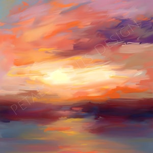 Coastal Sunset Abstract Painting: Printable Wall Art (digital Download ...