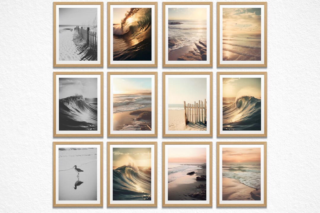Vintage Beach Prints Bundle of 12, Coastal Wall Decor, Beachy Wall ...
