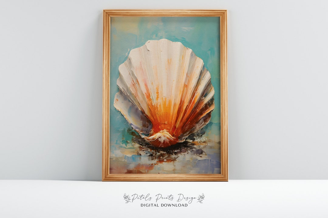 Vintage Seashell Painting: Abstract Coastal Print (digital Download) - Etsy