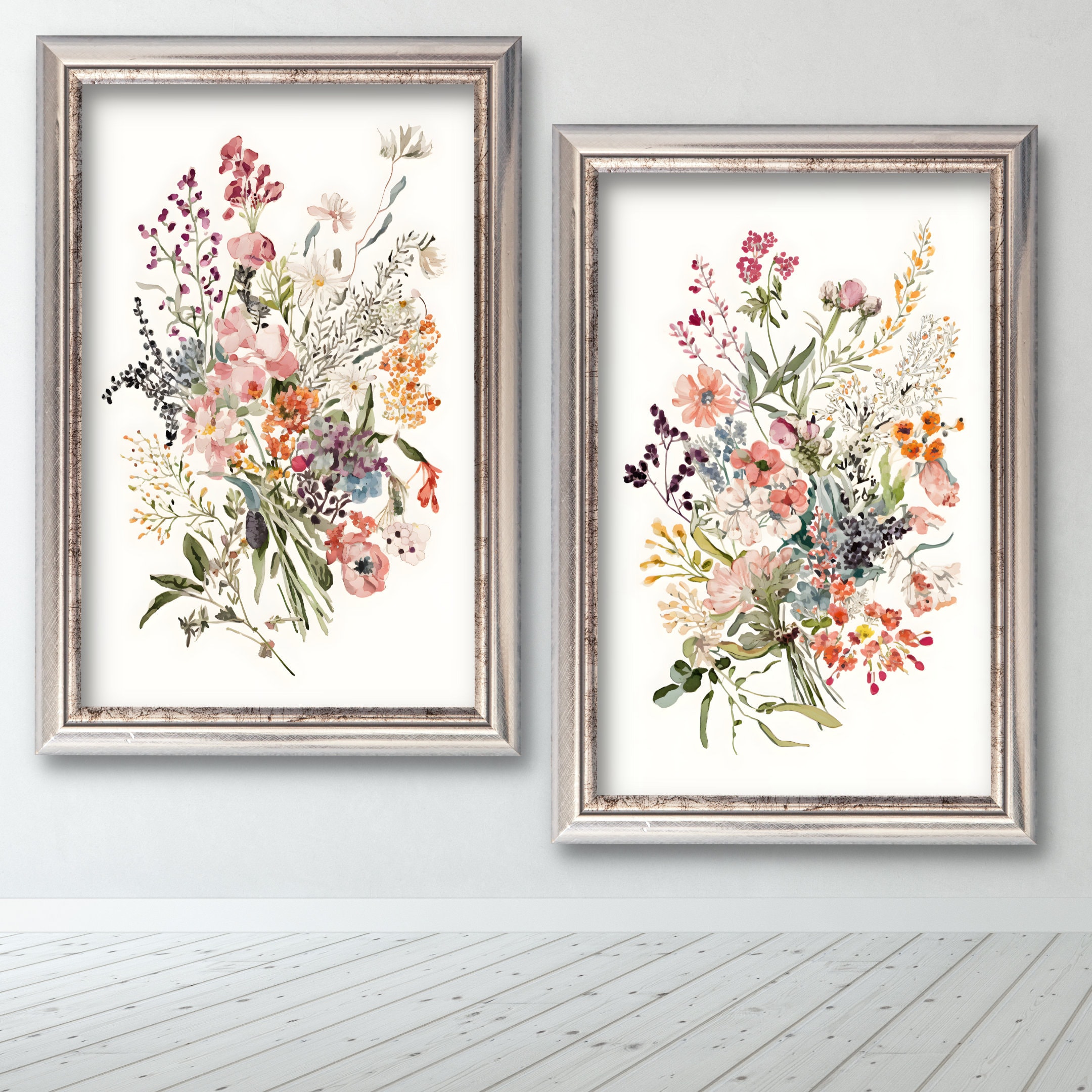 Set of 2 Wildflower Prints Floral Instant Art Printable - Etsy