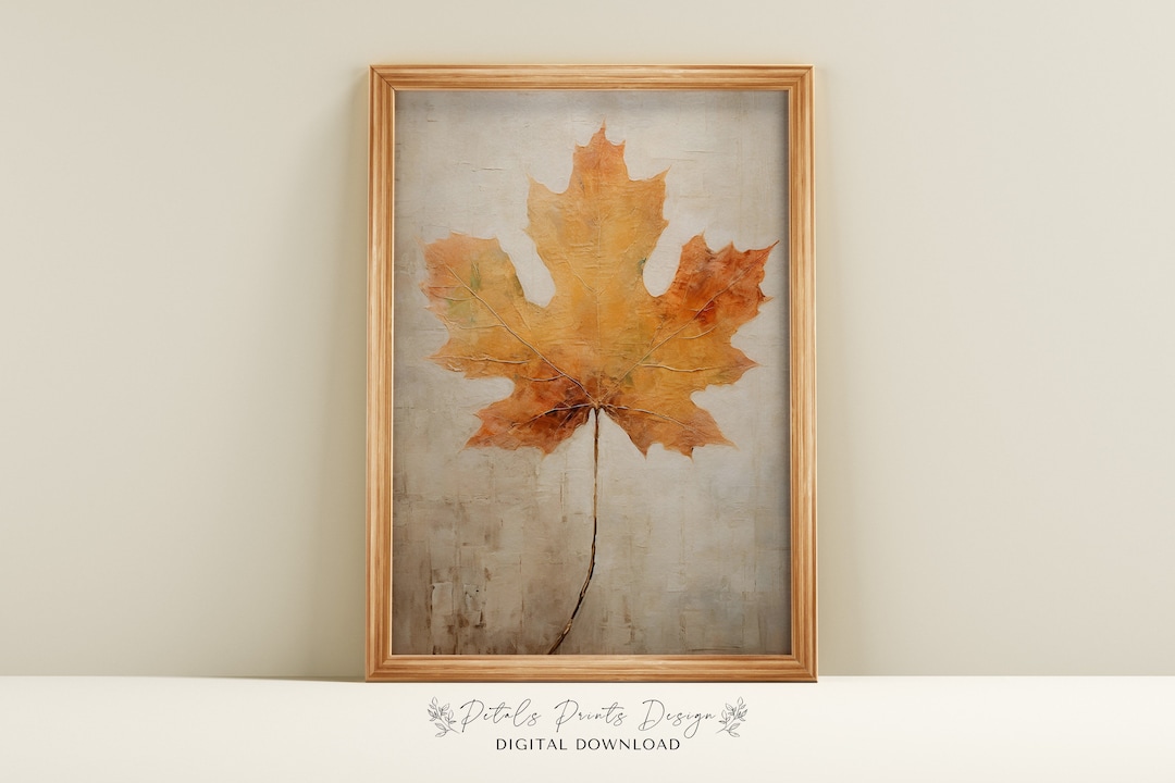 Fall Wall Decor Printable Leaf Still Life Painting, Rustic Fall Decore ...