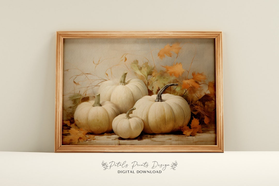 Fall Wall Decor Printable Pumpkin Still Life Painting Rustic - Etsy