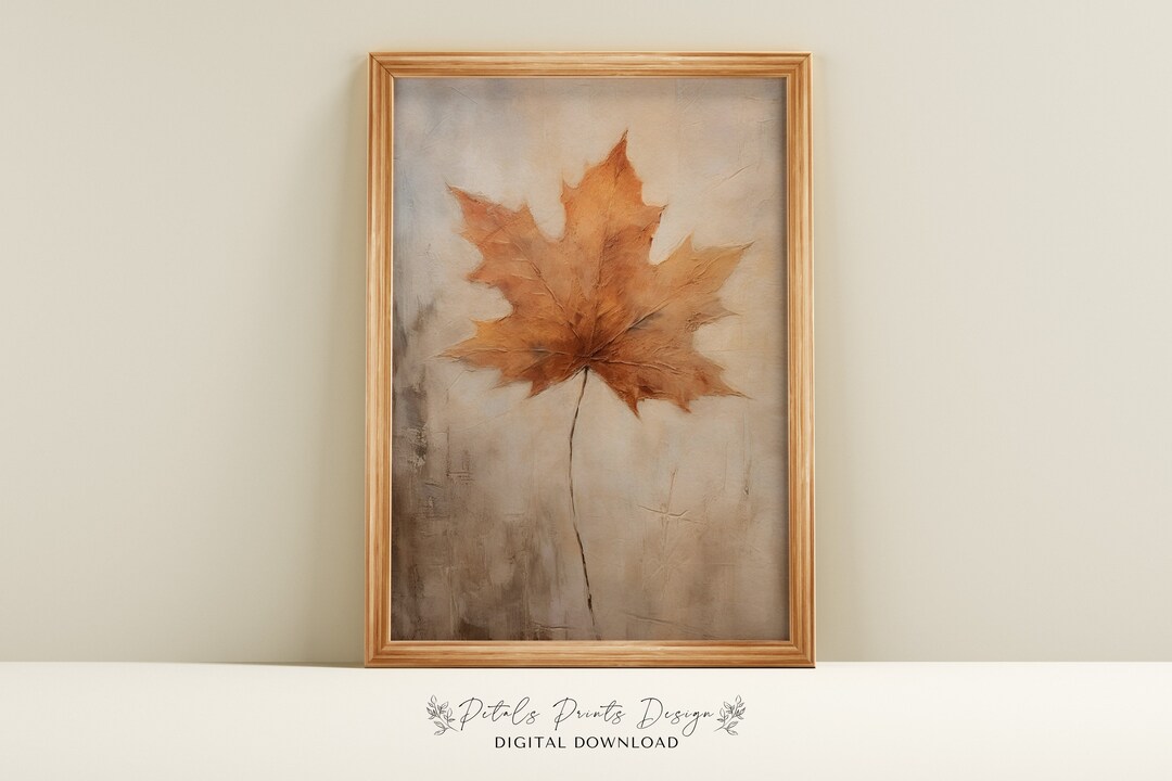 Fall Wall Decor Printable Leaf Still Life Painting, Rustic Fall Decore ...
