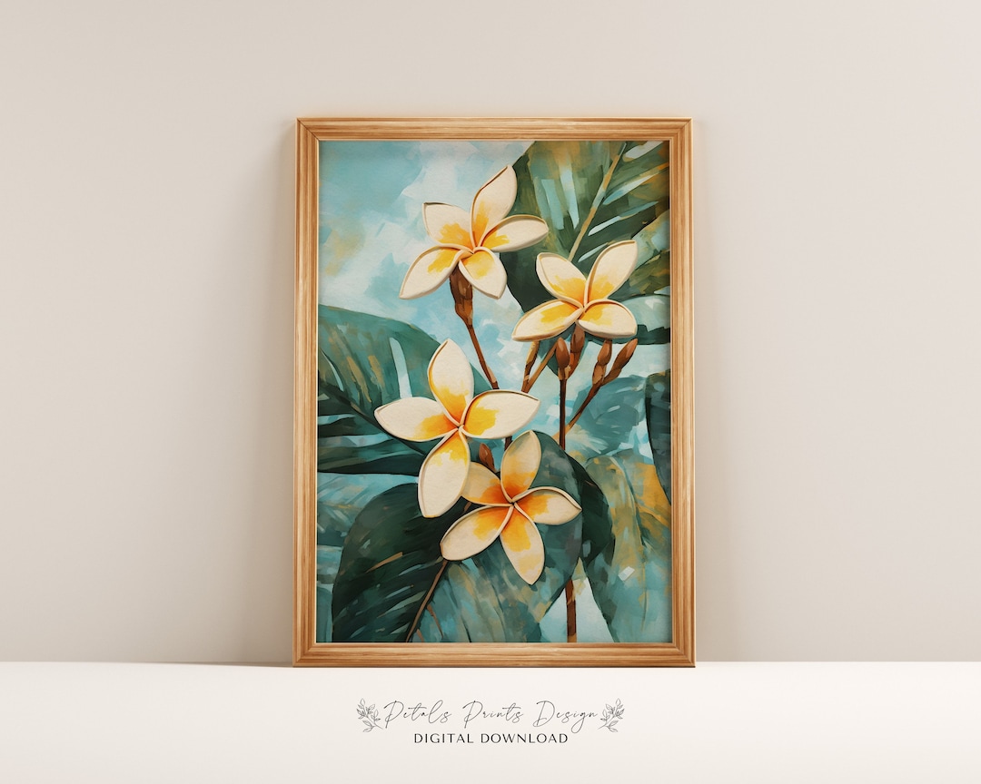 Plumeria Art Print: Vintage Tropical Jungle Decor (digital Download) - Etsy