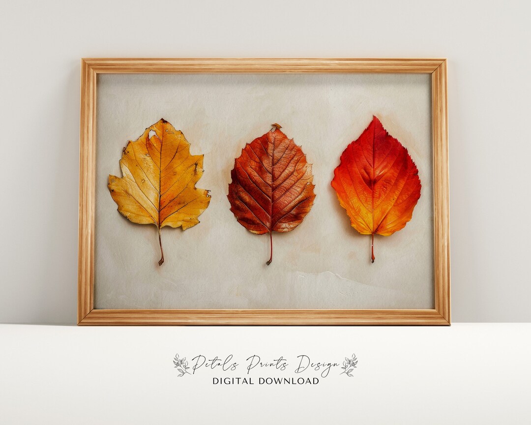 Fall Leaf Still Life Painting: Rustic Autumn Decor (digital Download ...