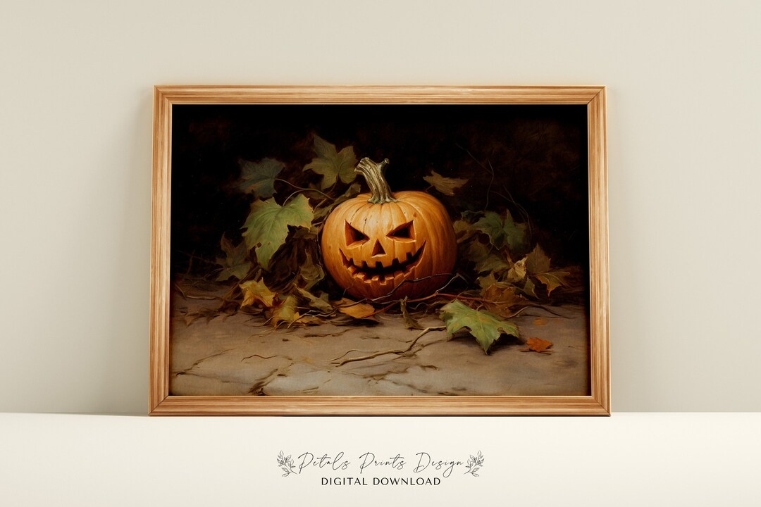 Pumpkin Decor Halloween Wall Art Printable Vintage Pumpkin Halloween ...