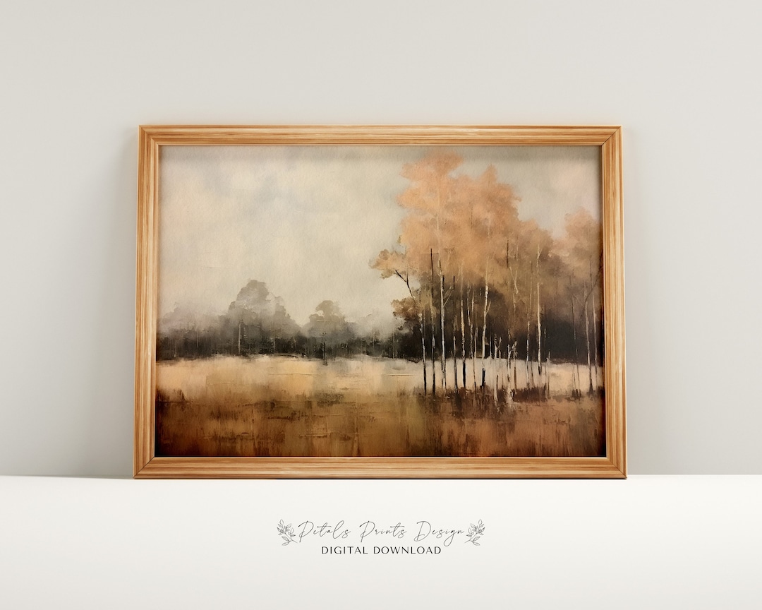 Vintage Countryside Landscape Print: Neutral Farmhouse Wall Art ...