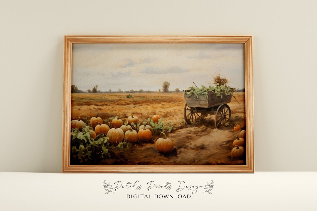 Fall Wall Decor Printable Pumpkin Still Life Painting, Rustic Fall Art ...