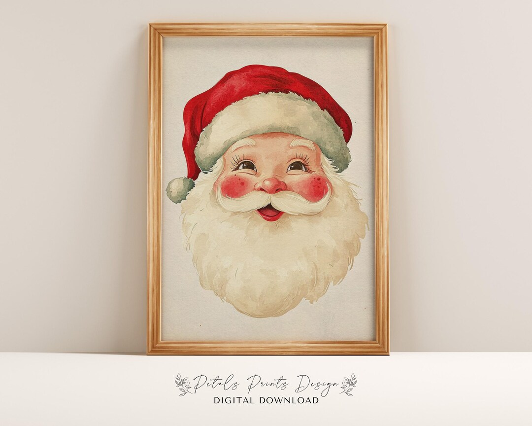 Vintage Santa Portrait: Rustic Christmas Art Print (digital Download ...