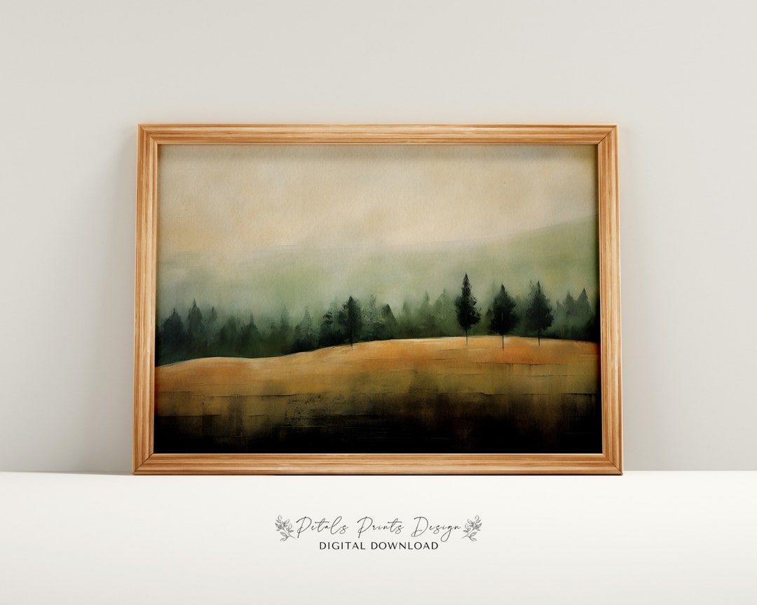 Vintage Countryside Landscape Print: Rustic Farmhouse Wall Art (digital ...