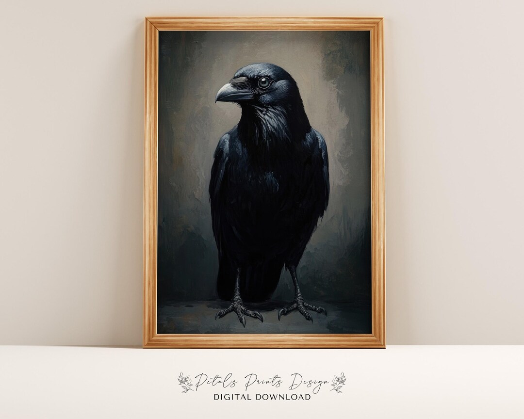 Halloween Raven Crow Printable Halloween Dark Academia Crow Wall Art ...
