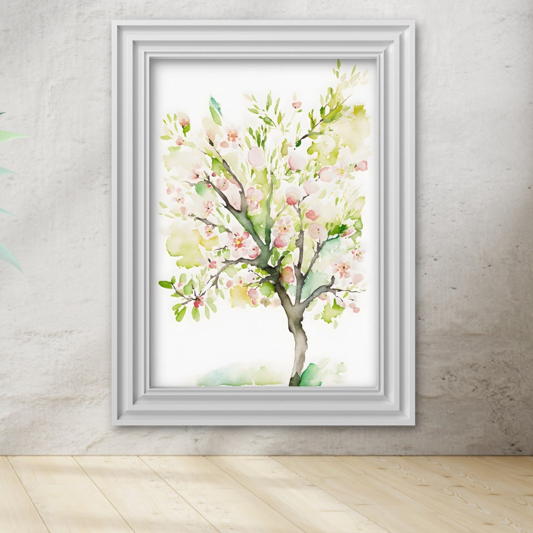Watercolor Apple Blossom Print, Printable Watercolor Art, Instant ...
