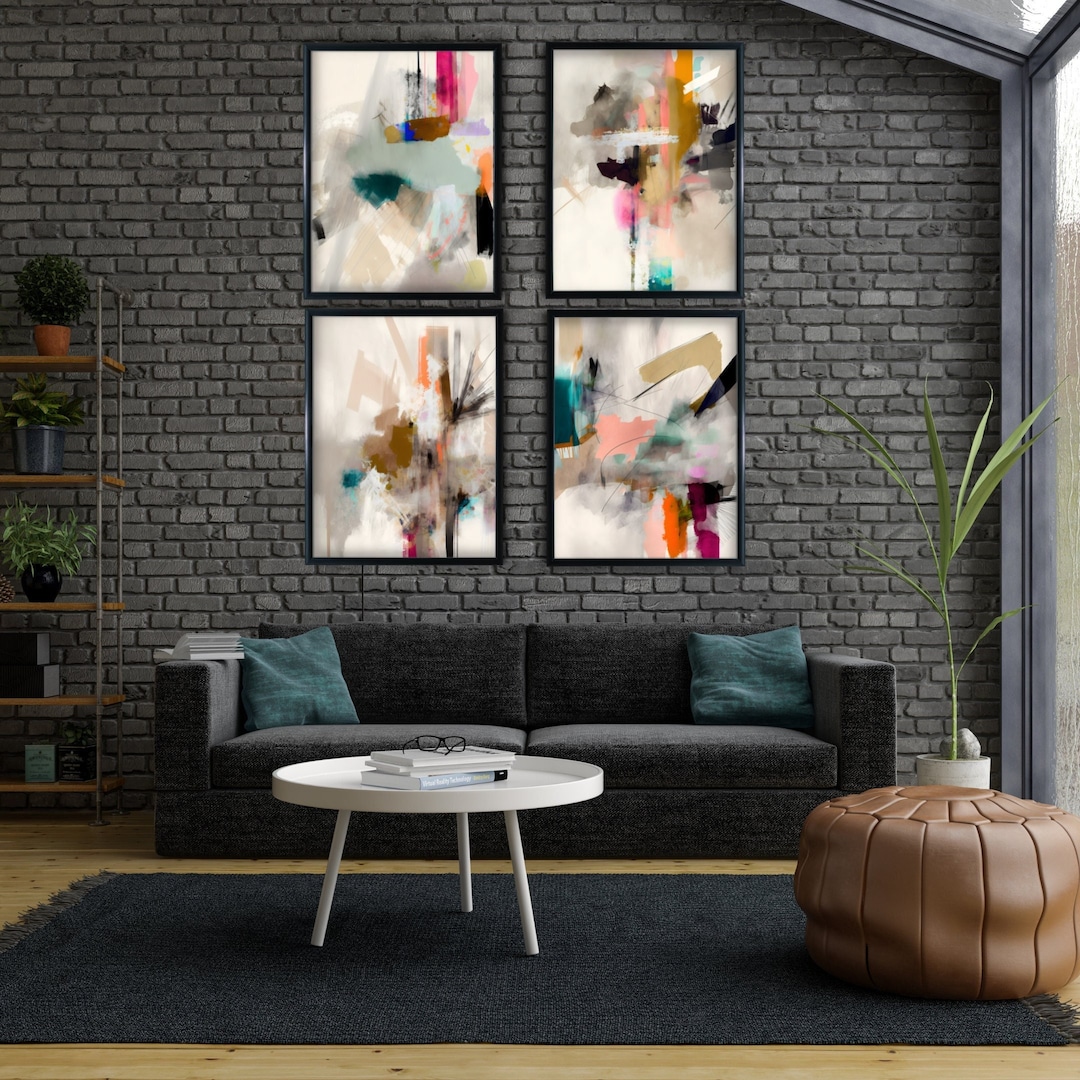 Set of 4 Modern Abstract Wall Art, Printable Download, Instant Download ...