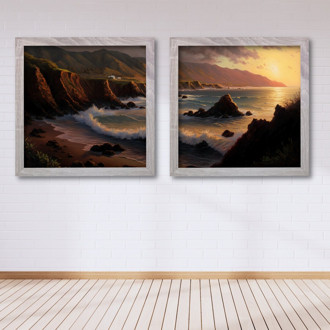 Coastal Sunset Set of 2 Printable Art, Beach Sunset Printable Art ...