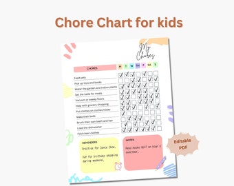 Chore Chart Chore Chart for Kids Daily Planner Planner for Kids Planner ...