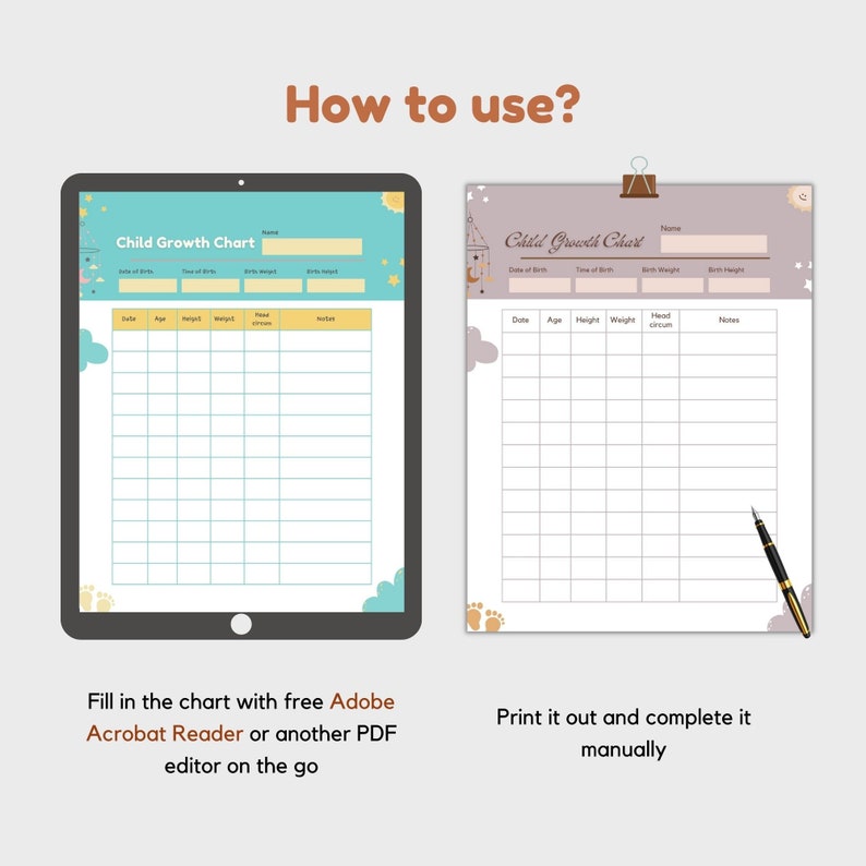 Printable Child Growth Chart Record: Track Your Baby's Height & Weight ...