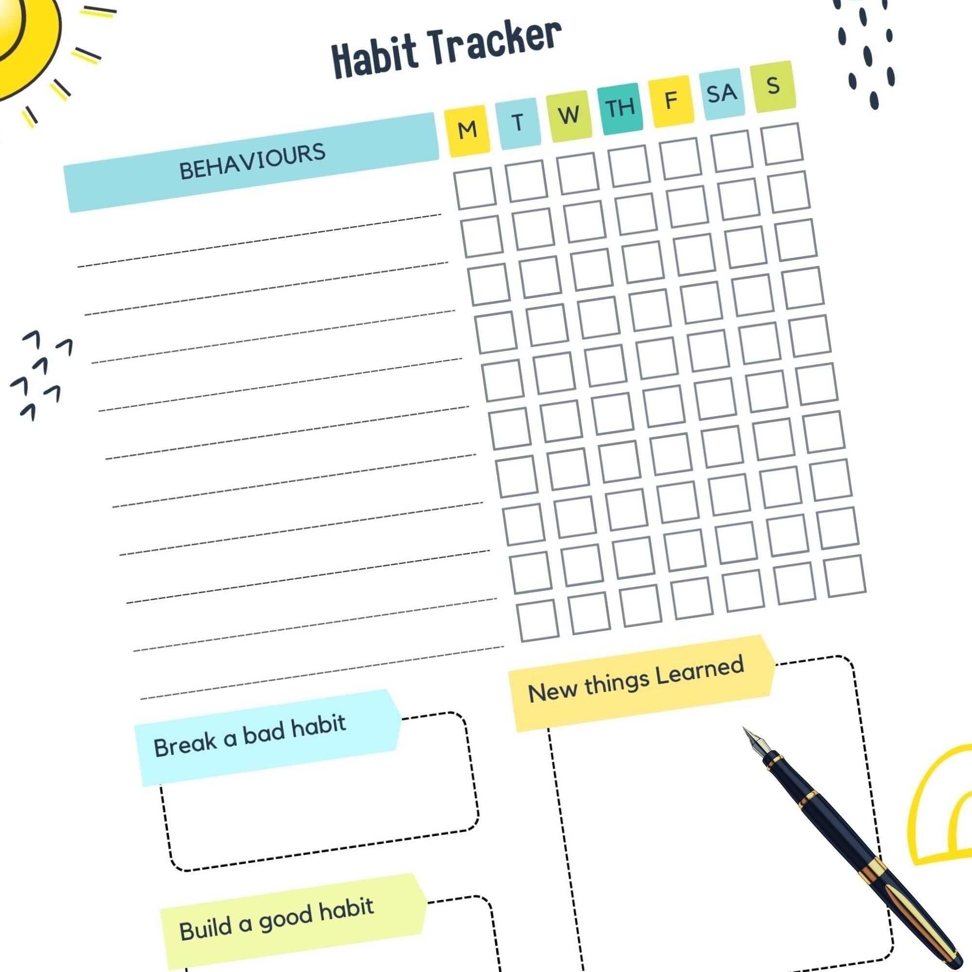 Printable Kids Habit Tracker - Weekly Habit Chart - Positive ...