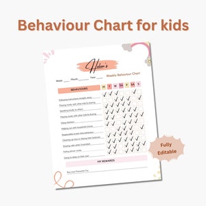 Printable Behavior Chart for Kids - Editable Canva Template - Reward ...