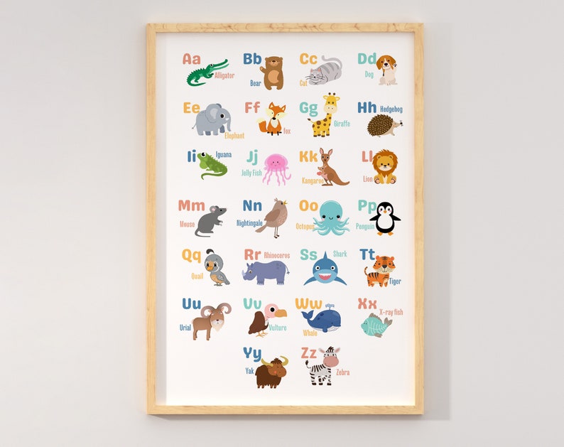 Woodland Animal Alphabet Poster, ABC Printable, Nursery Wall Art ...