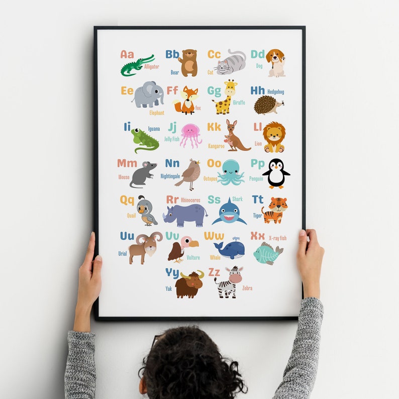 Woodland Animal Alphabet Poster, ABC Printable, Nursery Wall Art ...